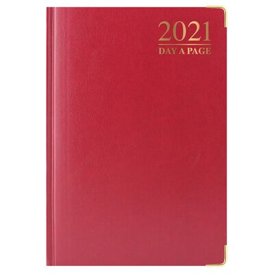 A5 Red Luxury 2021 Day a Page Diary From 1.00 GBP | The Works