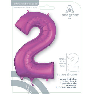 34 Inch Pink Number 2 Helium Balloon From 0.50 GBP | The Works