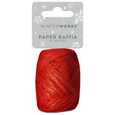 Christmas Red Paper Raffia Ribbon: 10m From 2.00 GBP | The Works