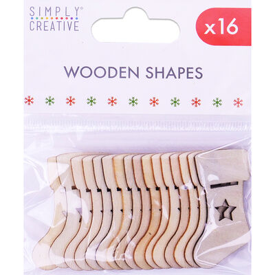Wooden Stockings Shapes - 16 Pack From 1.50 GBP | The Works