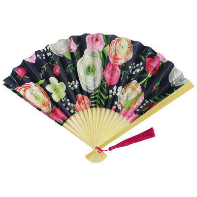 Black Floral Paper Fan From 2.00 GBP | The Works