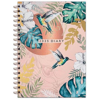 B5 Wiro Botanical Birds 2023 Day a Page Diary From 0.50 GBP | The Works