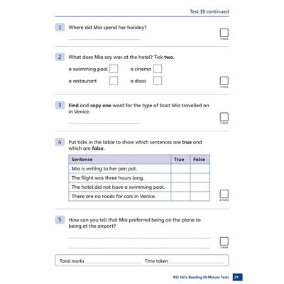 KS1 SATs Reading 10-Minute Tests: Ages 6-7 By Rachel Lipiccolo | The Works