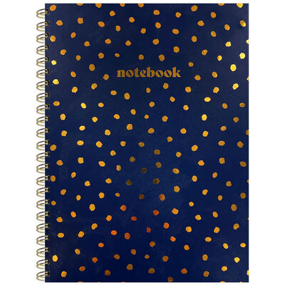 A4 Navy & Gold Spotty Wiro Notebook From 3.00 GBP | The Works