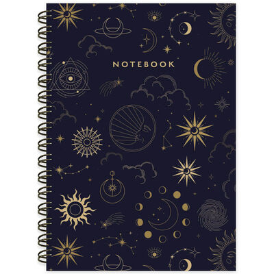 B5 Wiro Stars & Moon Navy Notebook From 3.00 GBP | The Works