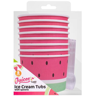 Watermelon Ice Cream Tubs And Spoons: Pack of 8 From 1.00 GBP | The Works