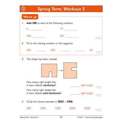 KS2 Maths 10-Minute Weekly Workouts: Year 4 By CGP Books | The Works