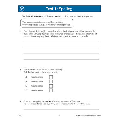 11+ GL 10-Minute Tests English Spelling, Punctuation & Grammar: Ages 10 ...