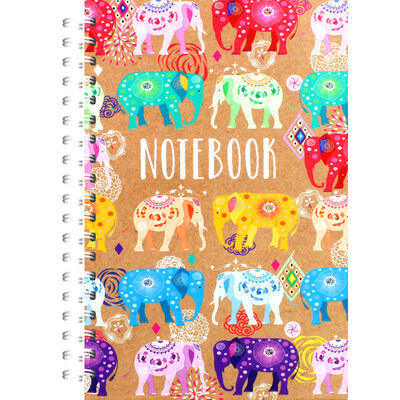 A5 Wiro Bright Elephants Notebook From 0.50 GBP | The Works