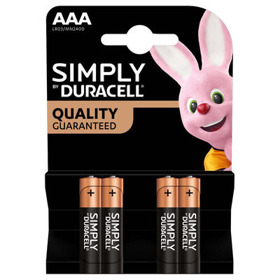 Duracell Simply AAA Batteries: Pack of 4 From 0.50 GBP | The Works