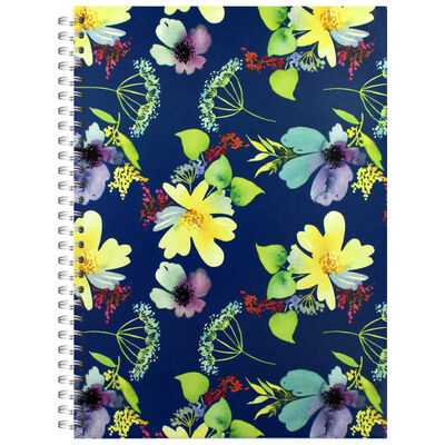 A4 Floral Notebook: Blue From 0.50 GBP | The Works