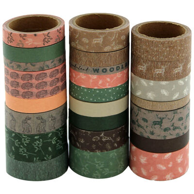 Woodland Washi Tape: Pack of 24 From 5.00 GBP | The Works