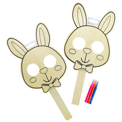 Colour Your Own Wooden Bunny Mask - 2 Pack From 2.00 GBP | The Works