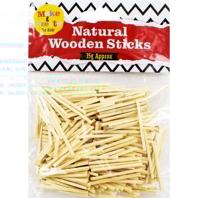 Natural Wooden Sticks - 35g From 0.25 GBP | The Works
