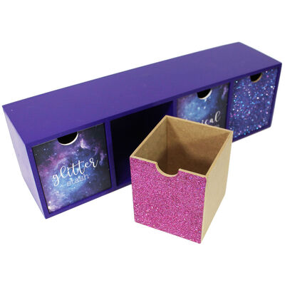 Purple Wooden 4 Drawer Storage Unit From 0.10 GBP | The Works