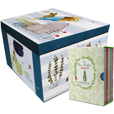 Peter Rabbit Library and Striped Collapsible Storage Box Bundle