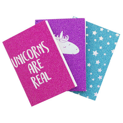 A7 Glitter Unicorn Notebooks - Pack of 3 From 0.25 GBP | The Works