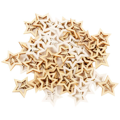 Wooden Star Embellishments: Pack of 50 From 0.50 GBP | The Works