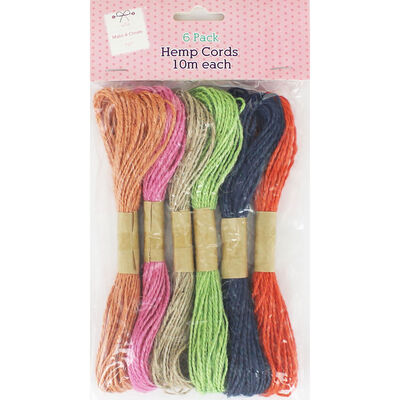 10m Coloured Hemp Cords - 6 Pack From 0.50 GBP | The Works