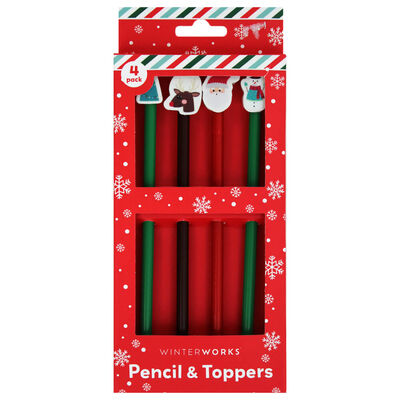 Christmas Pencils & Toppers: Pack of 4 From 2.00 GBP | The Works