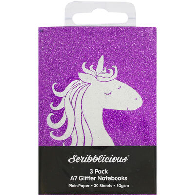 A7 Glitter Unicorn Notebooks - Pack of 3 From 0.25 GBP | The Works