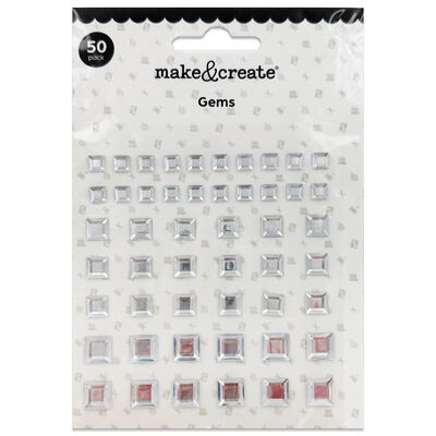 Silver Square Adhesive Gems: Pack of 50 From 1.00 GBP | The Works